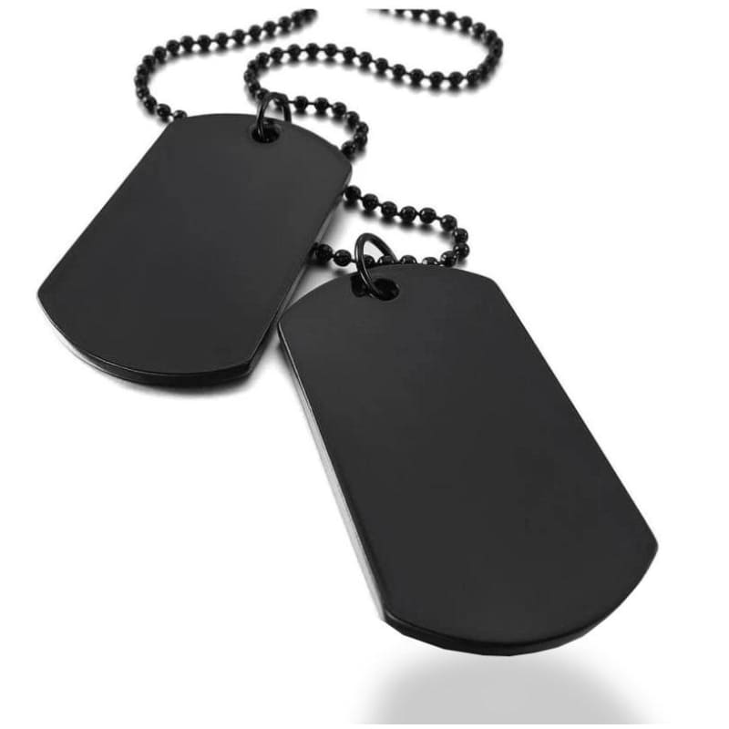 PLACA MILITAR DE ALEACIÓN NEGRA (ACERO INOXIDABLE) - Tienda Militar